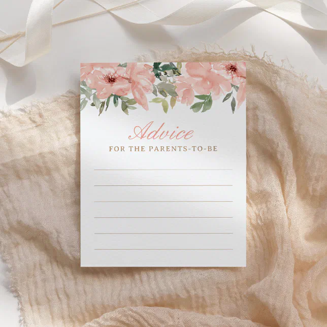 Pink Floral Baby Shower Advice Card | Zazzle