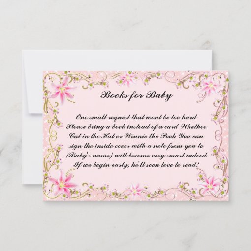 Pink Floral Baby Shower Books For Baby Card | Zazzle