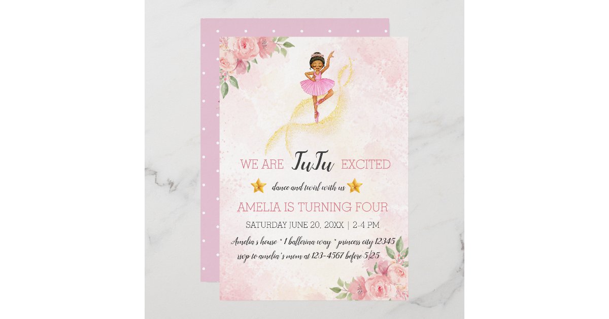 Pink Floral Ballet Birthday invitation Foil Invitation | Zazzle
