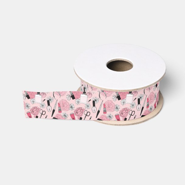 Pink Floral Beauty Products Pattern Fabric | Zazzle