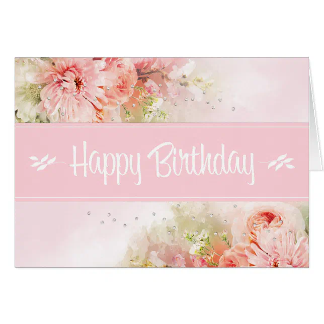 Pink Floral Birthday Card | Zazzle