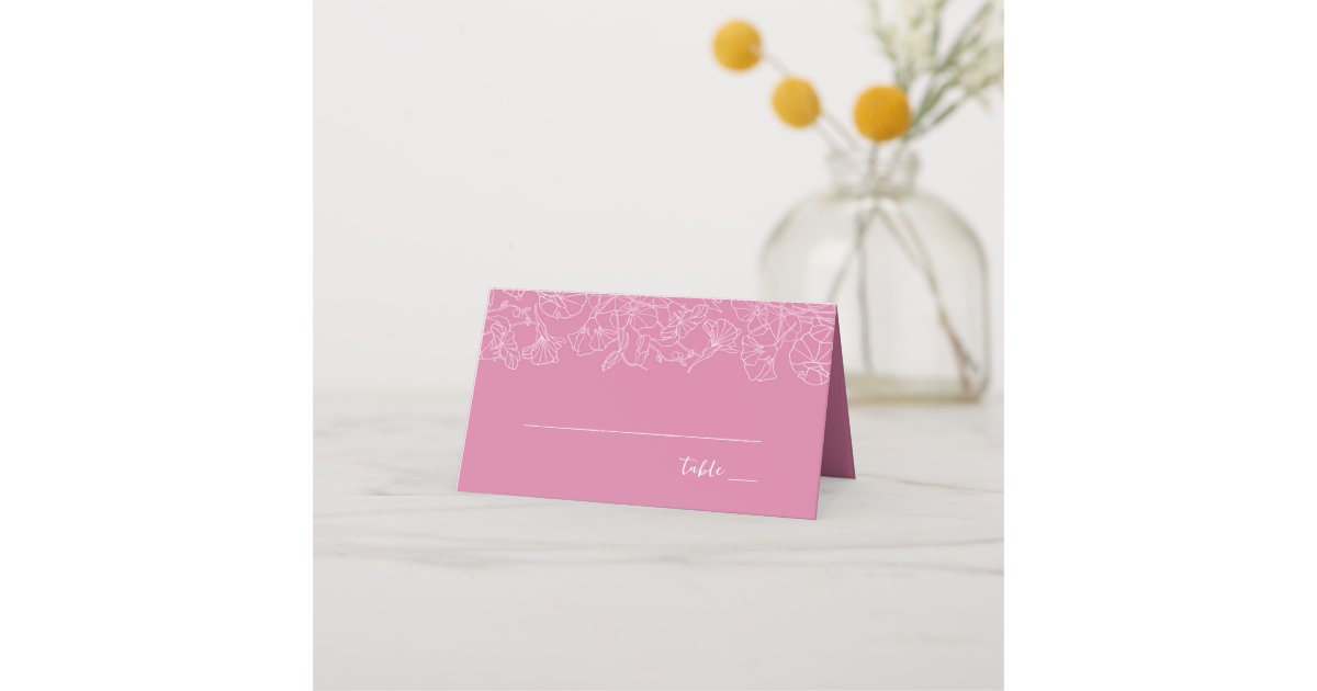 Pink Floral Birthday Party Place Card | Zazzle