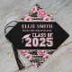 Pink Floral Black Class of 2025 Graduation Graduation Cap Topper | Zazzle
