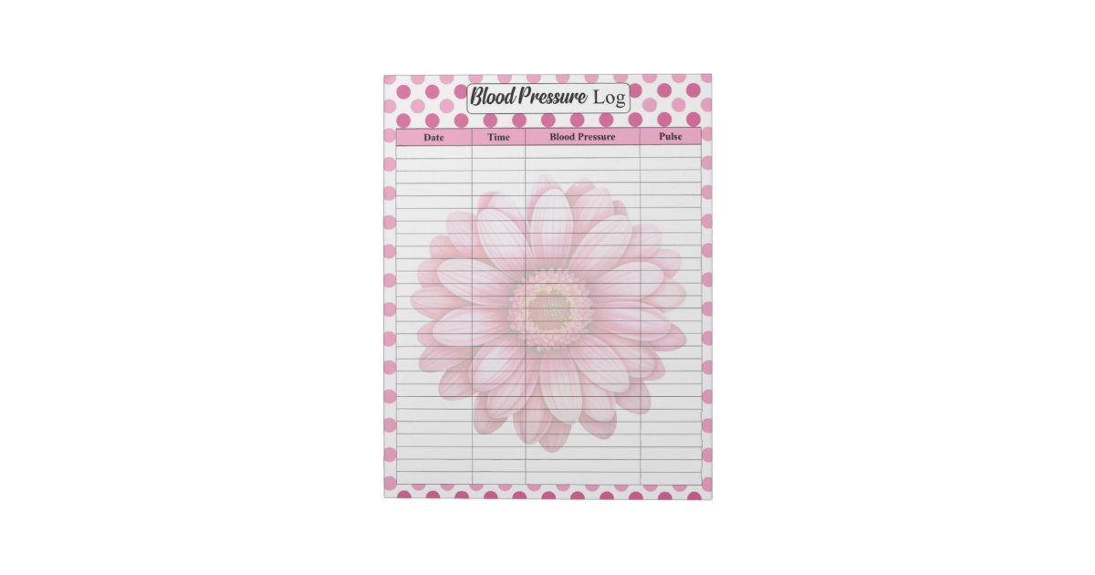 Pink Floral Blood Pressure Log Notepad | Zazzle