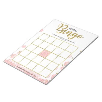 Pink Floral Bridal Bingo Notepad | Zazzle