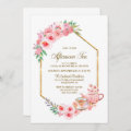 Pink Floral Bridal Shower Afternoon Tea Invitation | Zazzle