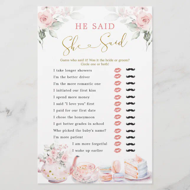 Pink Floral Bridal Tea Party He Said She Said | Zazzle