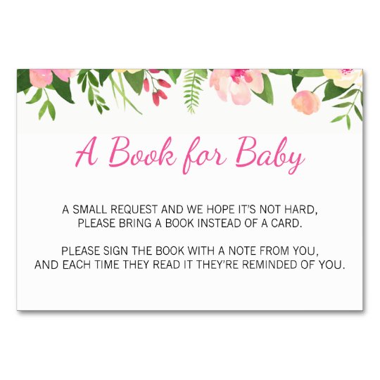 Pink Floral Bring A Book Request Card Inserts | Zazzle.com