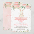 Pink Floral Bunny Rabbit 1st Birthday Invitation | Zazzle