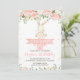 Pink Floral Bunny Rabbit 1st Birthday Invitation | Zazzle