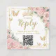 Pink Floral Butterflies Quinceanera RSVP QR Code Enclosure Card | Zazzle
