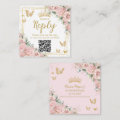 Pink Floral Butterflies Quinceanera RSVP QR Code Enclosure Card | Zazzle