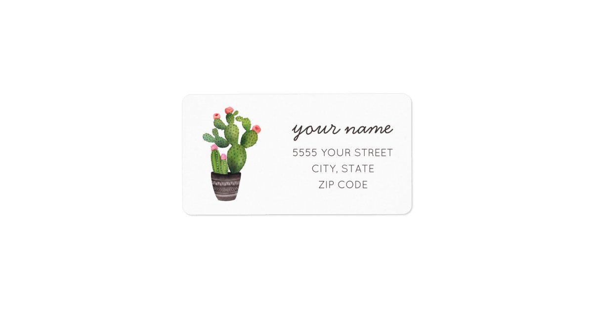 Pink Floral Cactus Label | Zazzle