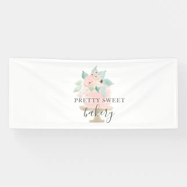Pink Floral Cake Bakery Banner | Zazzle