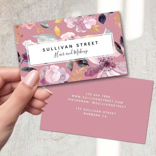 Pink Floral Calligraphy Business Card | Zazzle
