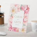 Pink Floral Cards and Gifts Pedestal Sign | Zazzle