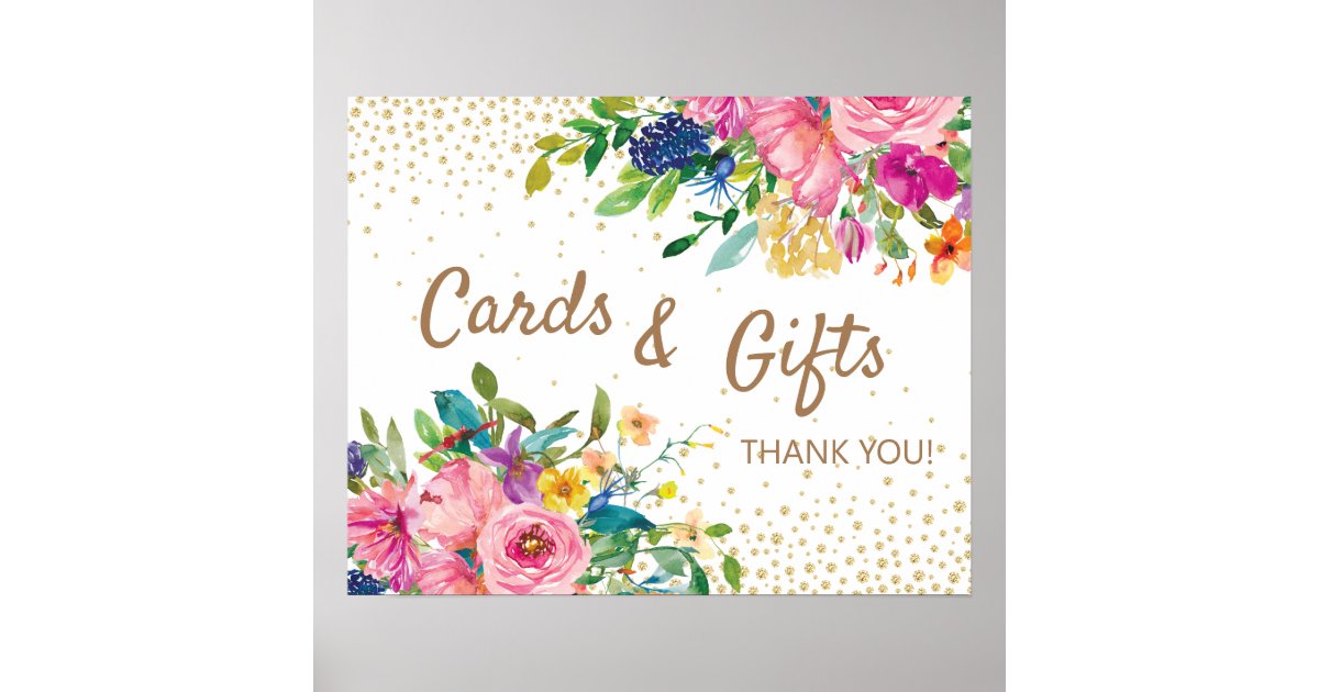 Pink Floral Cards Gifts Baby Shower Poster | Zazzle