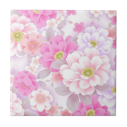 Pink Floral Ceramic tiles | Zazzle.com