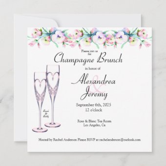 Pink Floral Champagne Brunch Wedding Invitation | Zazzle