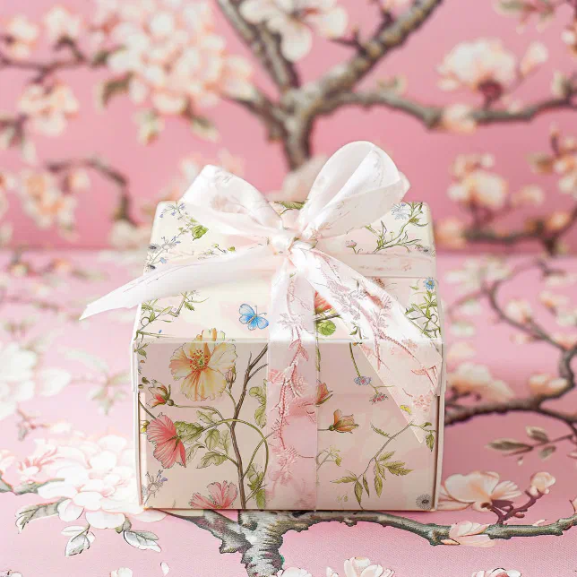 Pink Floral Chinoiserie Wedding Wrapping Paper | Zazzle