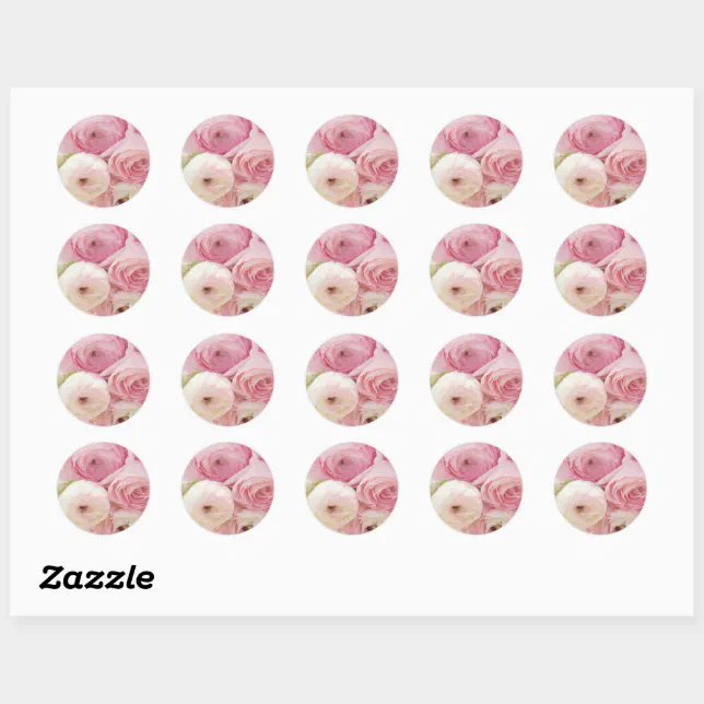 Pink Floral Classic Round Sticker | Zazzle