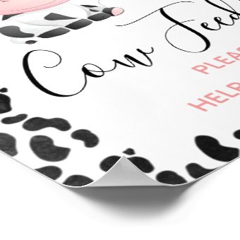 Pink Floral Cow Print Birthday Party Sign | Zazzle