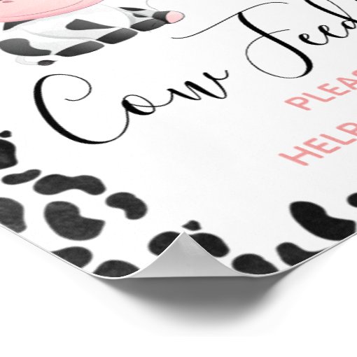 Pink Floral Cow Print Birthday Party Sign | Zazzle
