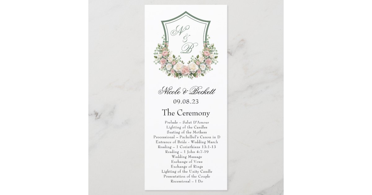 Pink Floral Crest Program | Zazzle