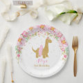 Pink Floral Dinosaur Birthday Party Brachiosaurus Paper Plates | Zazzle