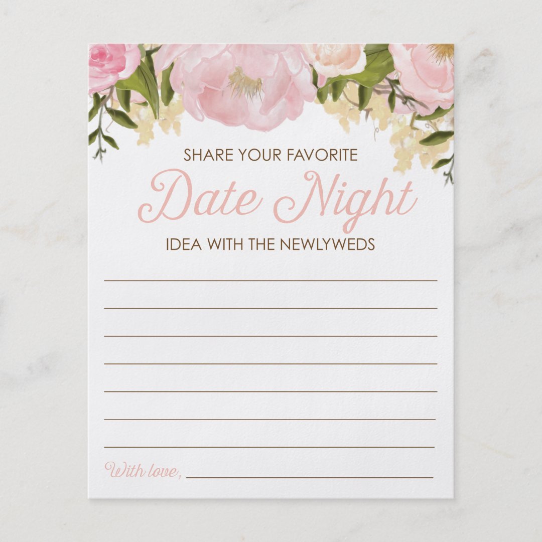 Pink Floral Double Sided Bridal Shower Date Night Flyer | Zazzle