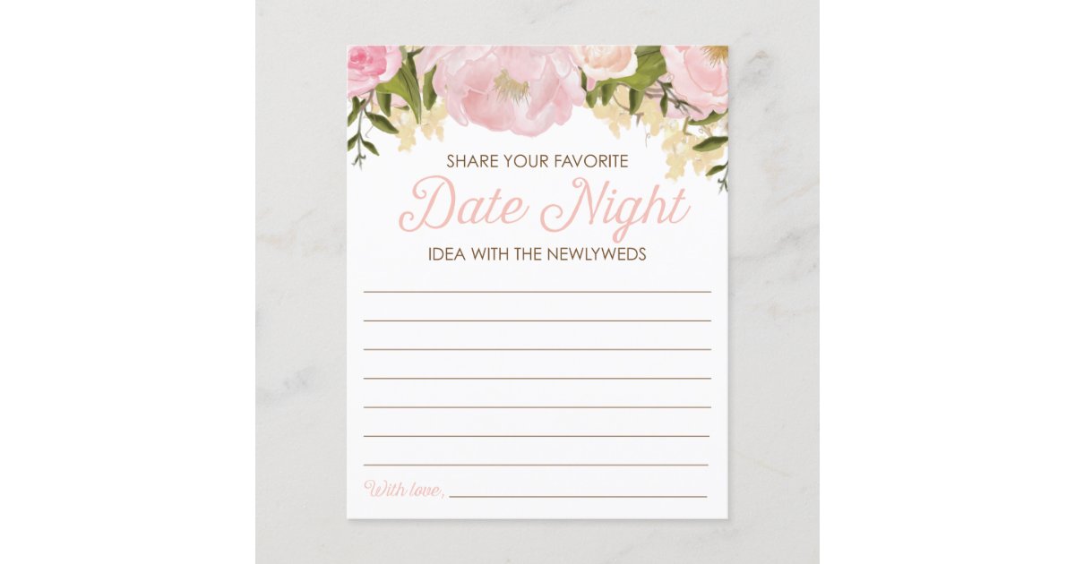 Pink Floral Double Sided Bridal Shower Date Night Flyer | Zazzle