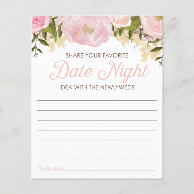 Pink Floral Double Sided Bridal Shower Date Night Flyer | Zazzle