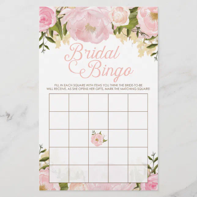 Pink Floral Double Sided Bridal Shower Games | Zazzle