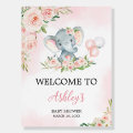 Pink Floral Elephant Balloon Welcome Sign | Zazzle