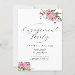 Pink Floral Engagement Party Invitation | Zazzle