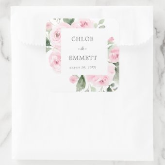 Pink Floral Eucalyptus Wedding Envelope Seals | Zazzle