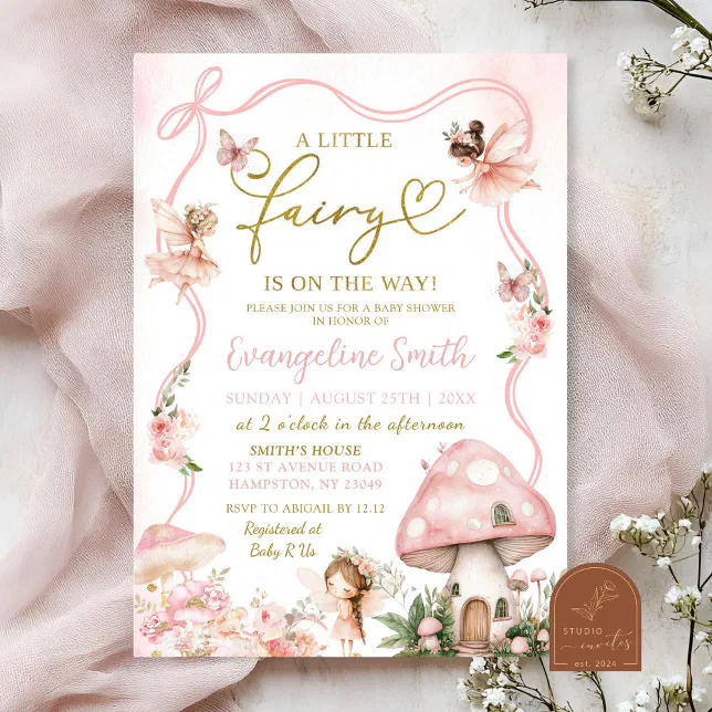 Pink Floral Fairy Baby Shower Invitation | Zazzle
