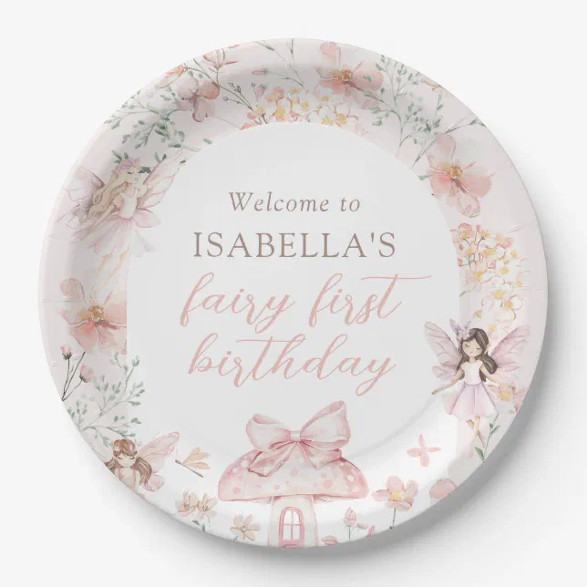 Pink Floral Fairy Birthday Paper Plates | Zazzle