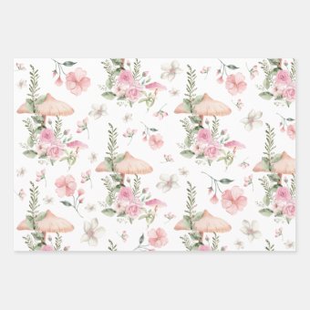 Pink Floral Fairy Enchanted Forest Tea Party Wrapping Paper Sheets | Zazzle