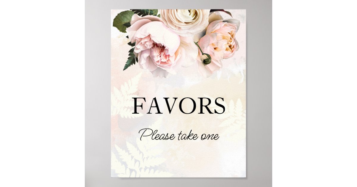 Pink Floral Favors Bridal Shower Sign | Zazzle