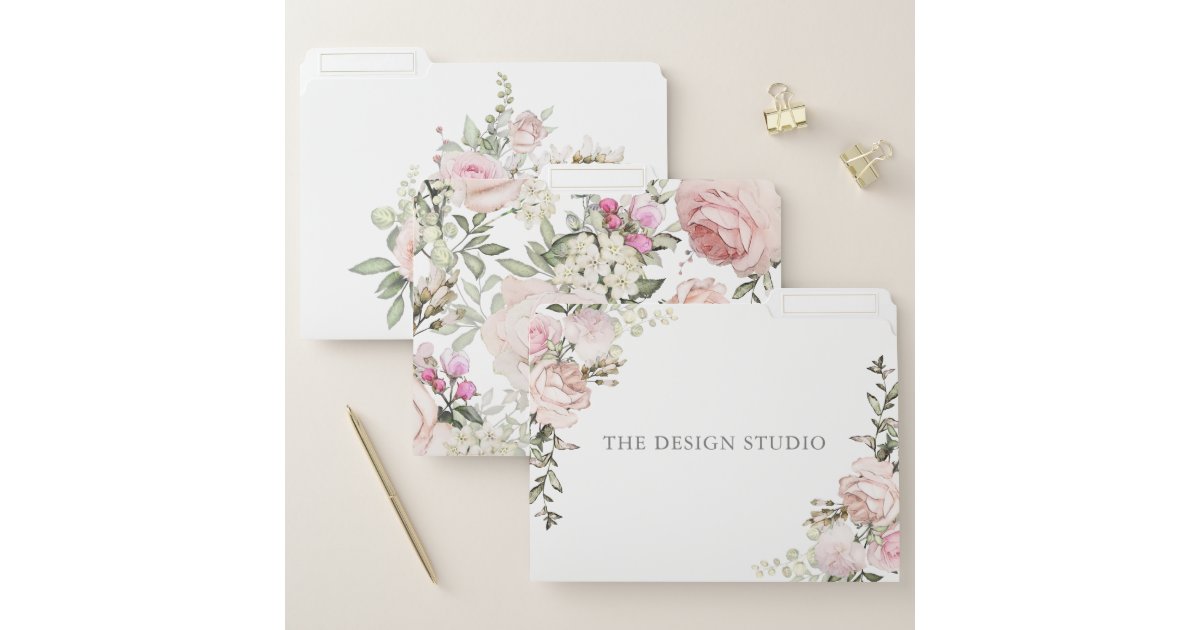 Pink Floral File Folder | Zazzle