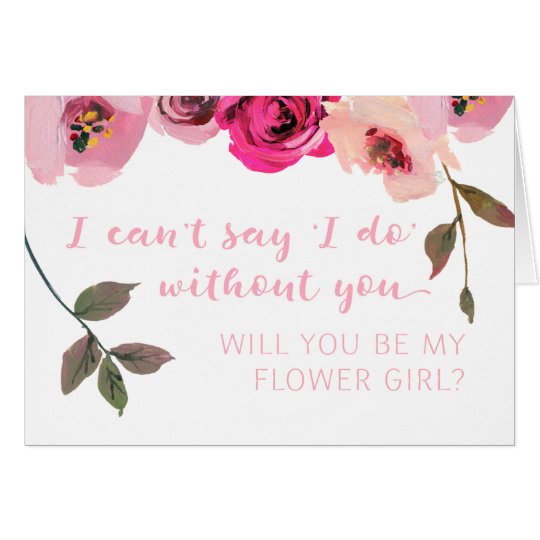 Pink Floral Flower Girl Wedding Proposal Card | Zazzle.com