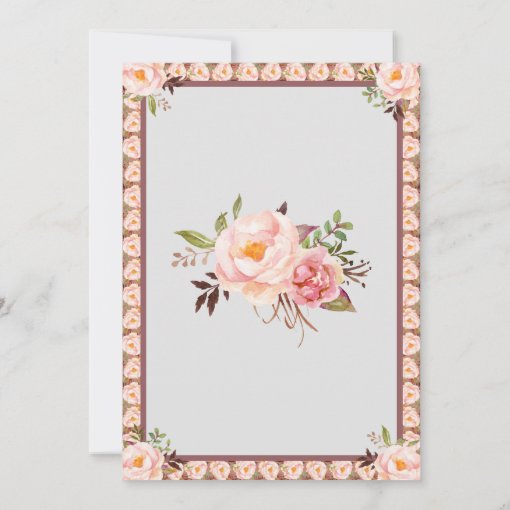Pink Floral Frame Wedding Invitation | Zazzle