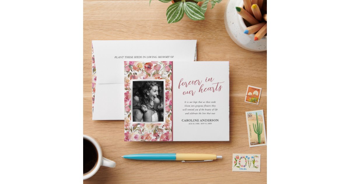 Pink Floral Funeral Seed Packet Memorial Envelope | Zazzle