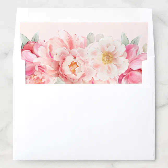 Pink Floral Garden Bridal Shower Envelope Liner | Zazzle