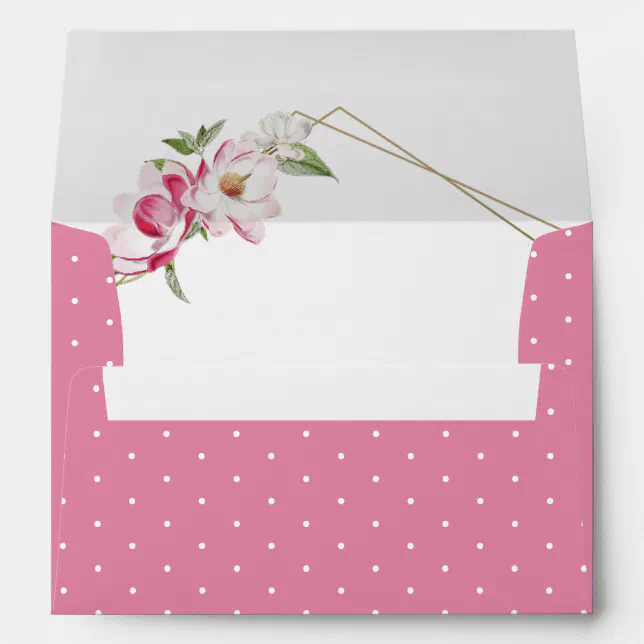 Pink Floral Geometric Gold Frame Envelope | Zazzle