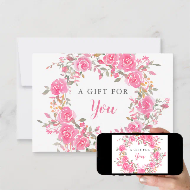 Pink Floral Gift Certificate Card | Zazzle