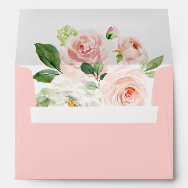 Pink Floral Girl Baby Shower Invitation Envelope | Zazzle