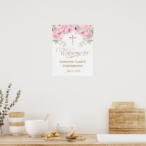 Pink, Floral, Girl, Confirmation Welcome Sign, Poster | Zazzle