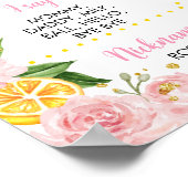 Pink Floral Girl Lemon 1st Birthday Milestone Poster | Zazzle